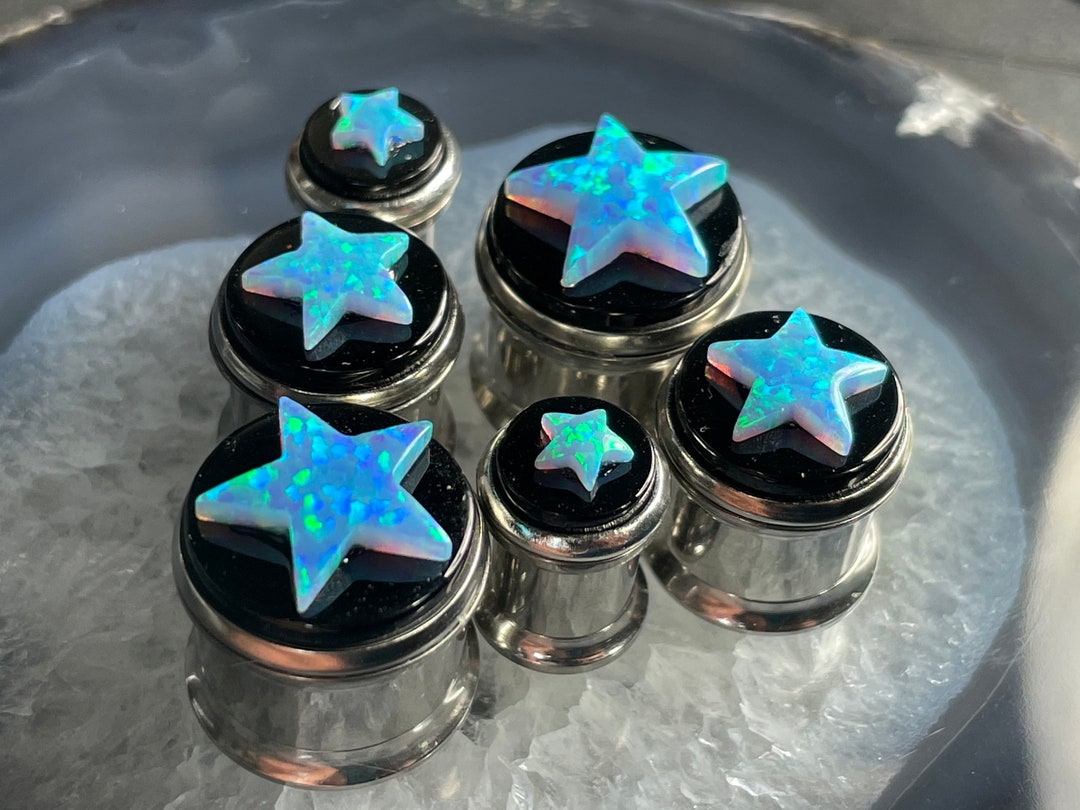 Synthetic Opal Star Plugs 0g-9/16" 8-14mm - Etsy