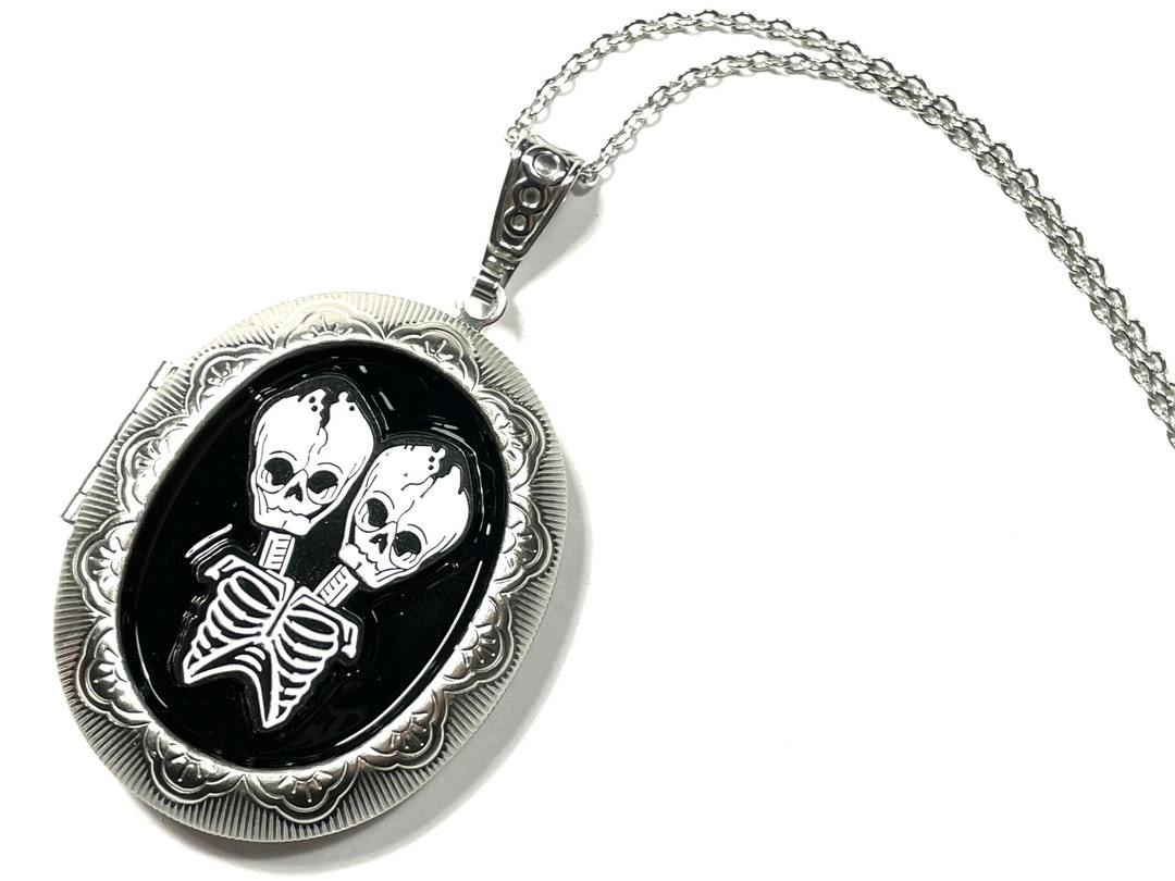 Conjoined Twins Skeleton Locket Macabre Memento Mori Fetal Bones ...