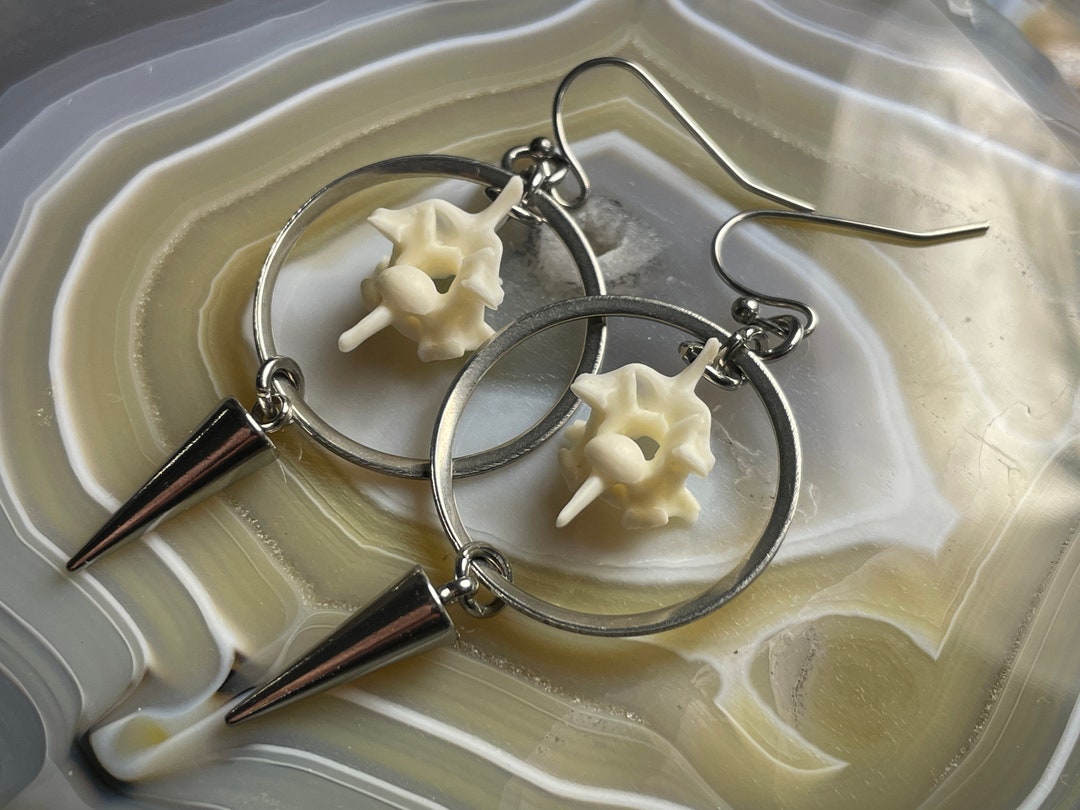 Snake Vertebra Hoop & Spike Earrings Stainless Steel Natural Ball Royal ...