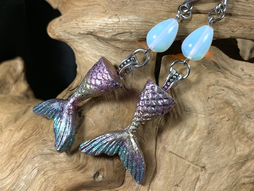 Rainbow Bismuth Mermaid Tail Opalite Ear Weight 14g-00g PAIR Golden ...