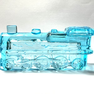 4pc Manganese Glass Train Set Figurines Vintage Blue Art Glass ...