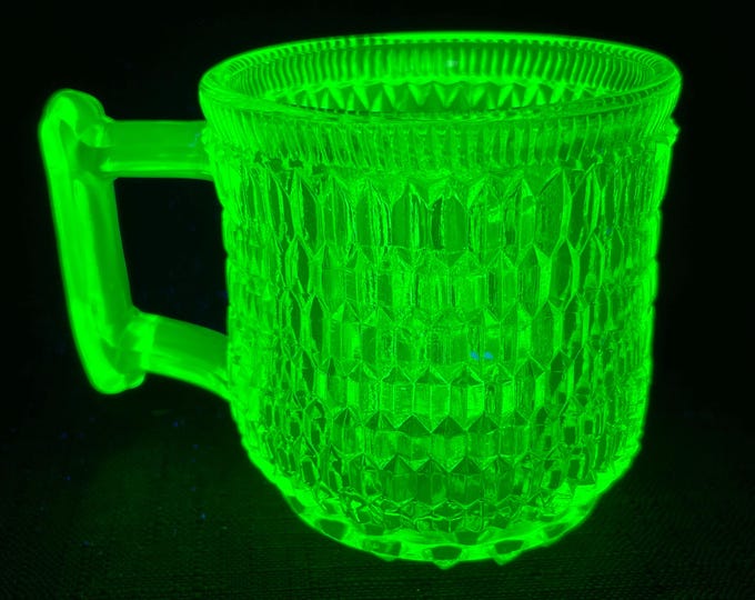 Textured Yellow Uranium Glass Cup Geometric Vaseline Art Glass Tumbler ...