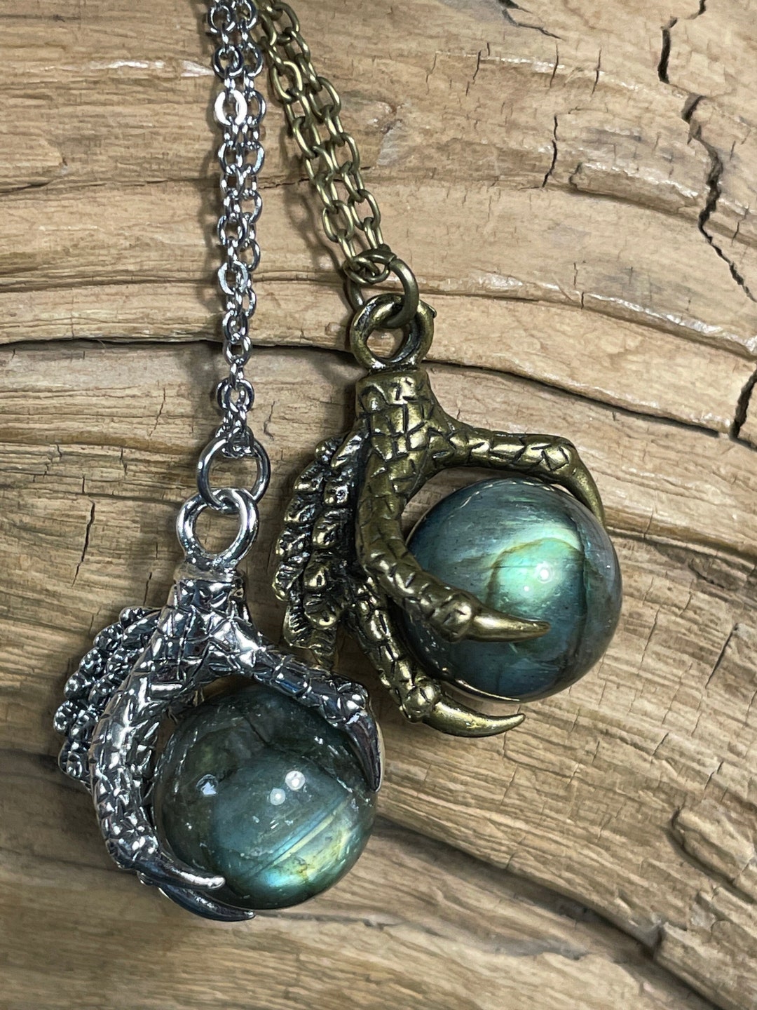 Labradorite Dragon Claw Pendant Flashy Spectrolite Crystal Mineral ...