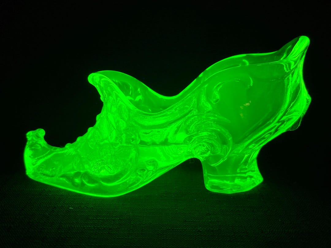 Uranium Glass Women's High Heel Boot Shoe Filigree Floral Pattern ...