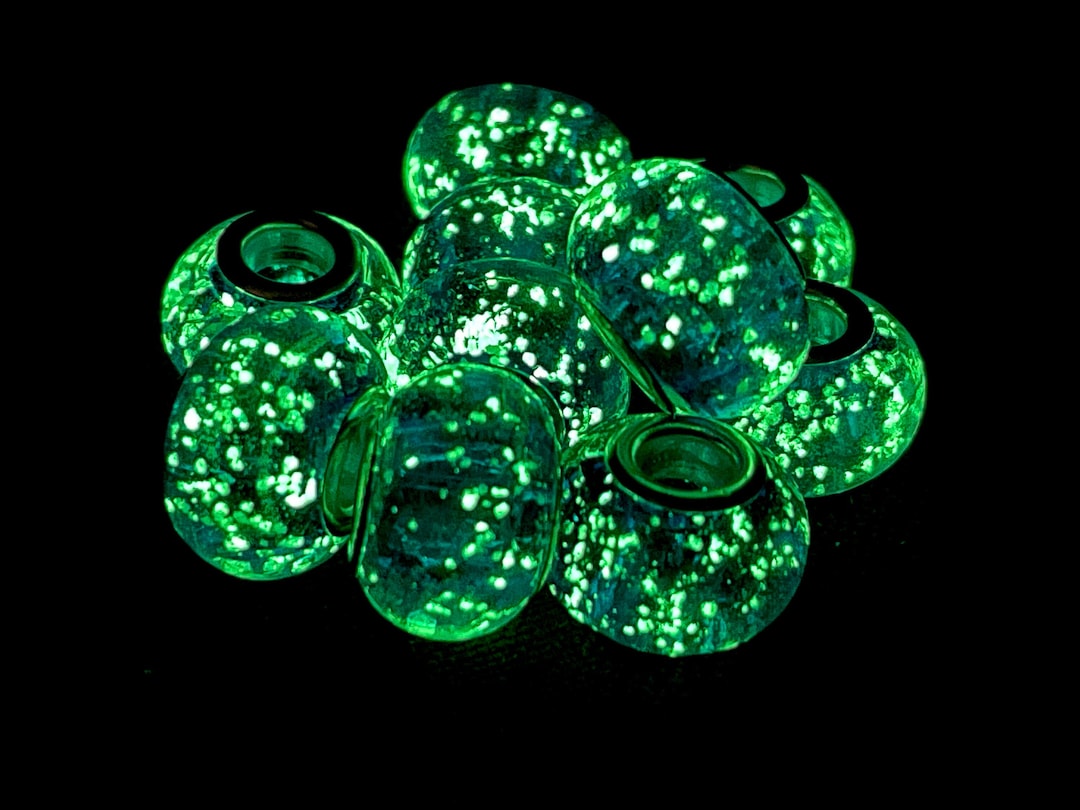 GLOW in the DARK Glass Galaxy Beads, 10pc, 14mm Lampwork European Beads ...