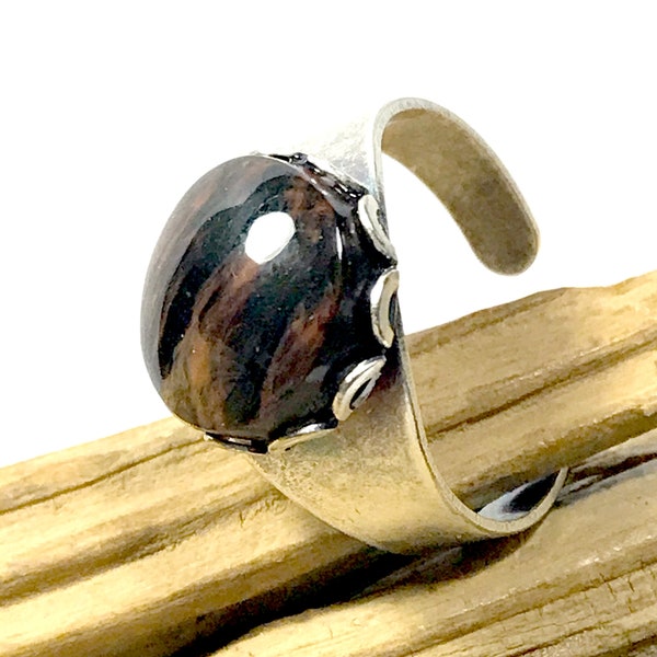 Glass Ring Obsidian - Etsy