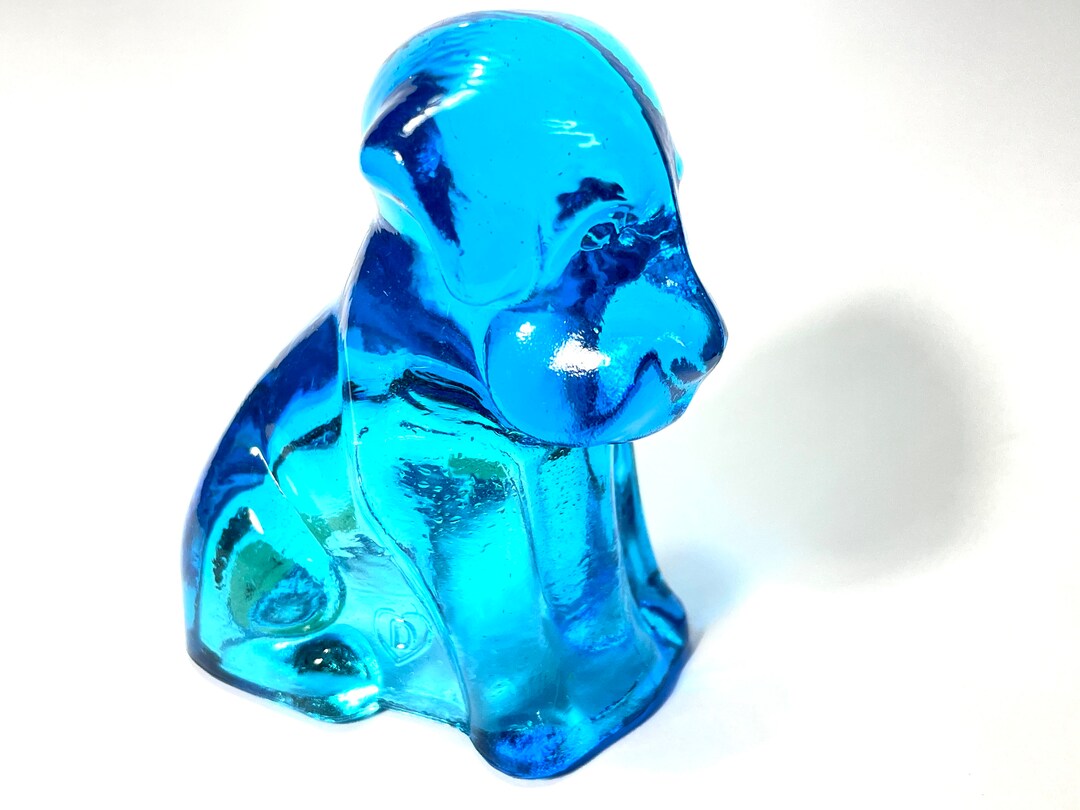 Blue Glass Dog Figurine Vintage Boyd Degenhart Art Glass Paperweight ...