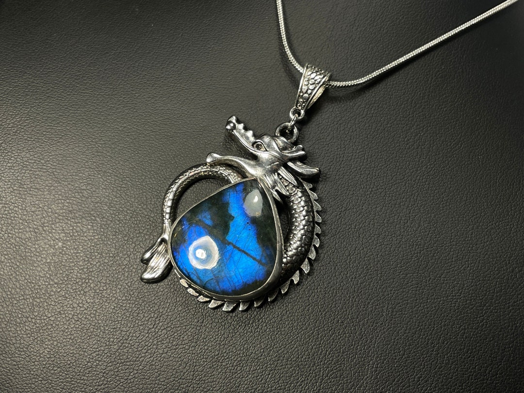 Blue Dragon Labradorite Pendant Royal Blue Spectrolite Teardrop ...