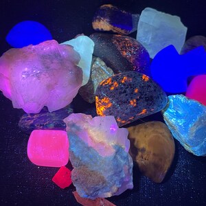 10 Pc. Fluorescent Mineral Spectrum Specimen Sample Collection ...