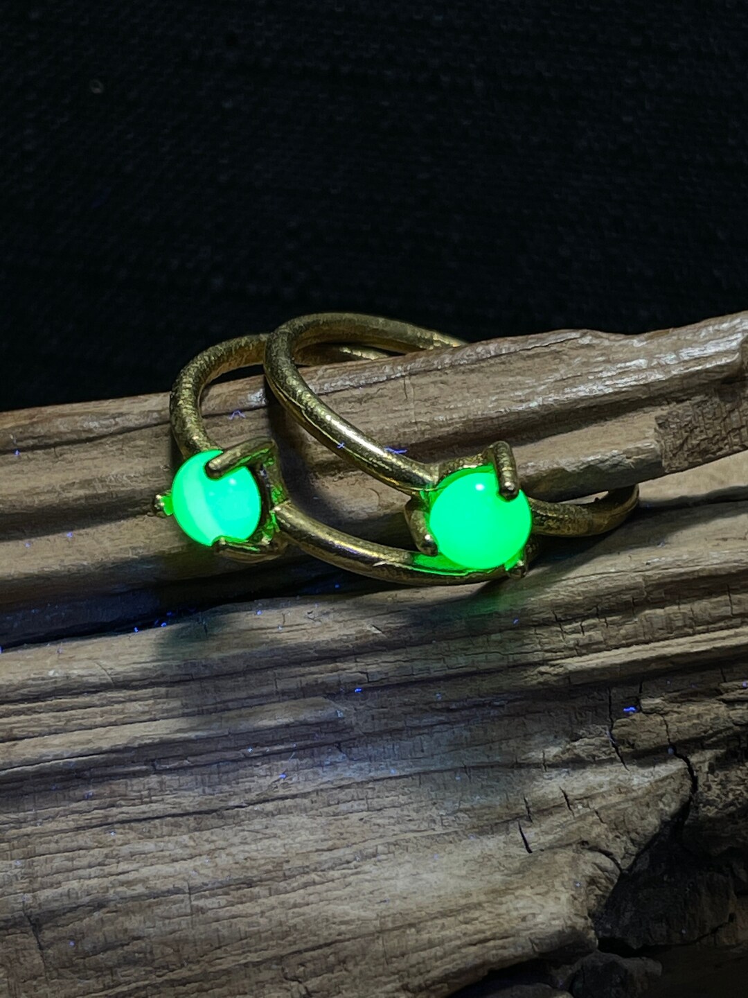 Raw Brass Uranium Ring Minimalist Fluorescent UV Reactive Stacking Ring ...