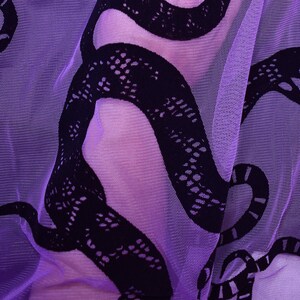 Mystical Goth Snake Black Flocked Wicked on Purple Mesh - Etsy