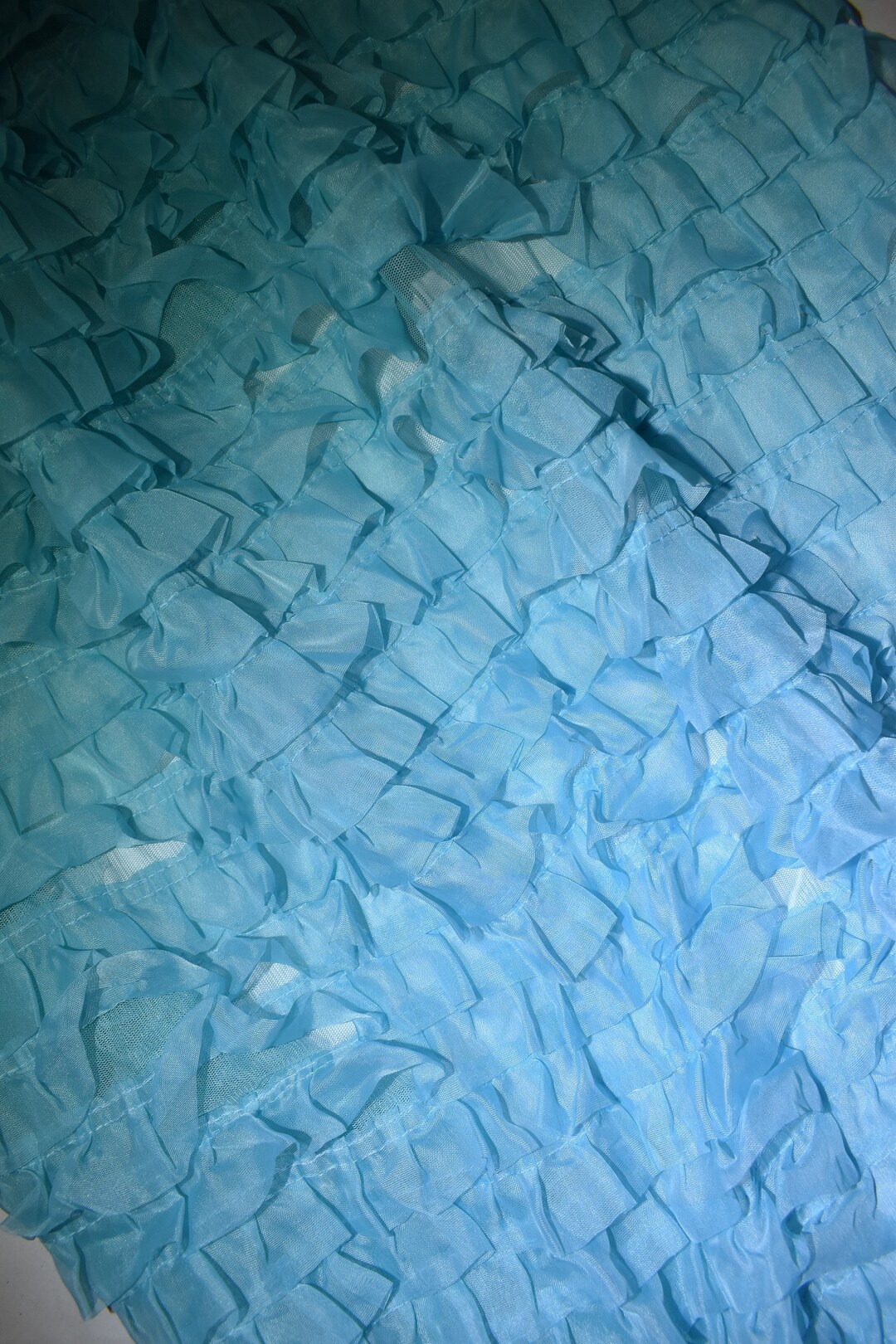 Aqua Mesh Ruffle on Aqua Mesh Base Fabric Special Occasion Prom or ...