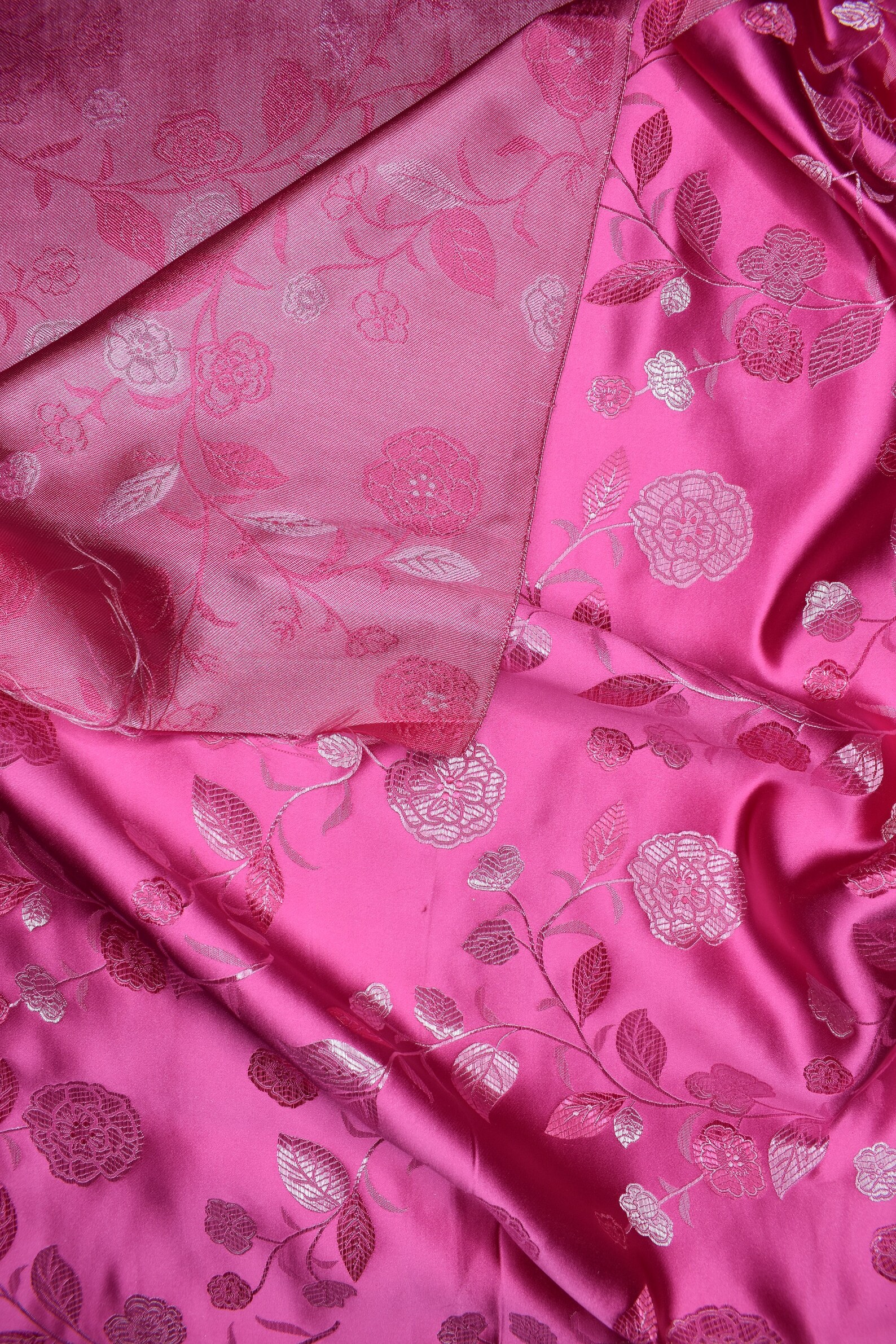 Fuchsia With Silver Metallic Pink Poppies and Vines Brocade - Etsy