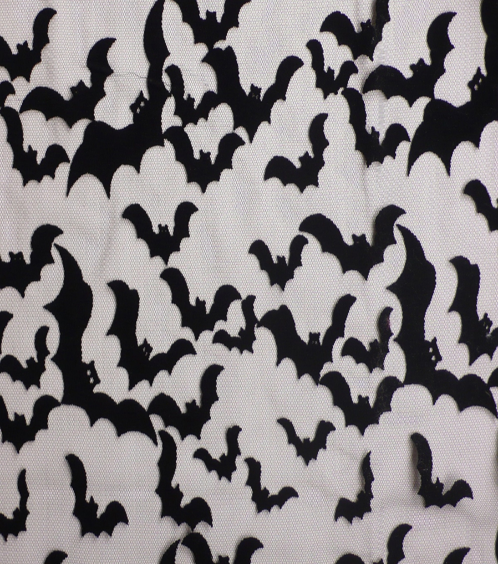 Mystical Goth Black Flocked Wicked Bats on Black Mesh Witchy - Etsy ...