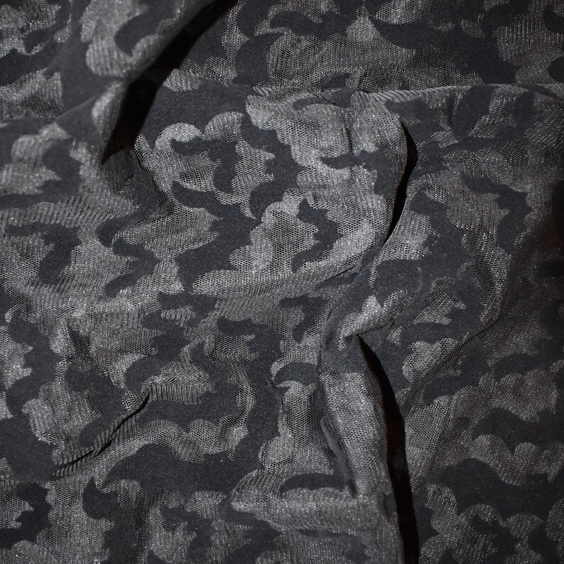 Mystical Goth Black Flocked Wicked Bats on Black Mesh Witchy | Etsy