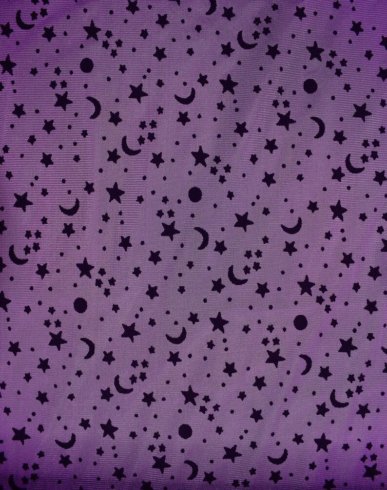 Mystical Celestial Purple Mesh With Black Flocked Moons and - Etsy