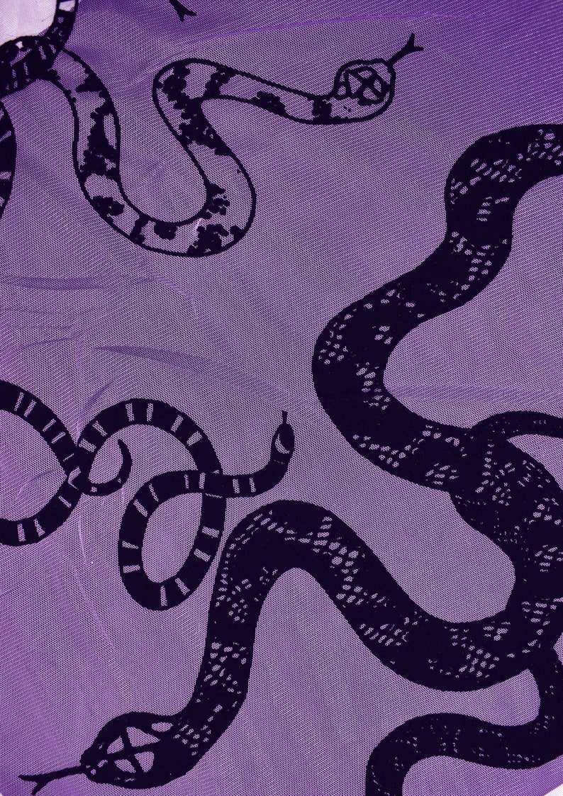 Mystical Goth Snake Black Flocked Wicked on Purple Mesh - Etsy