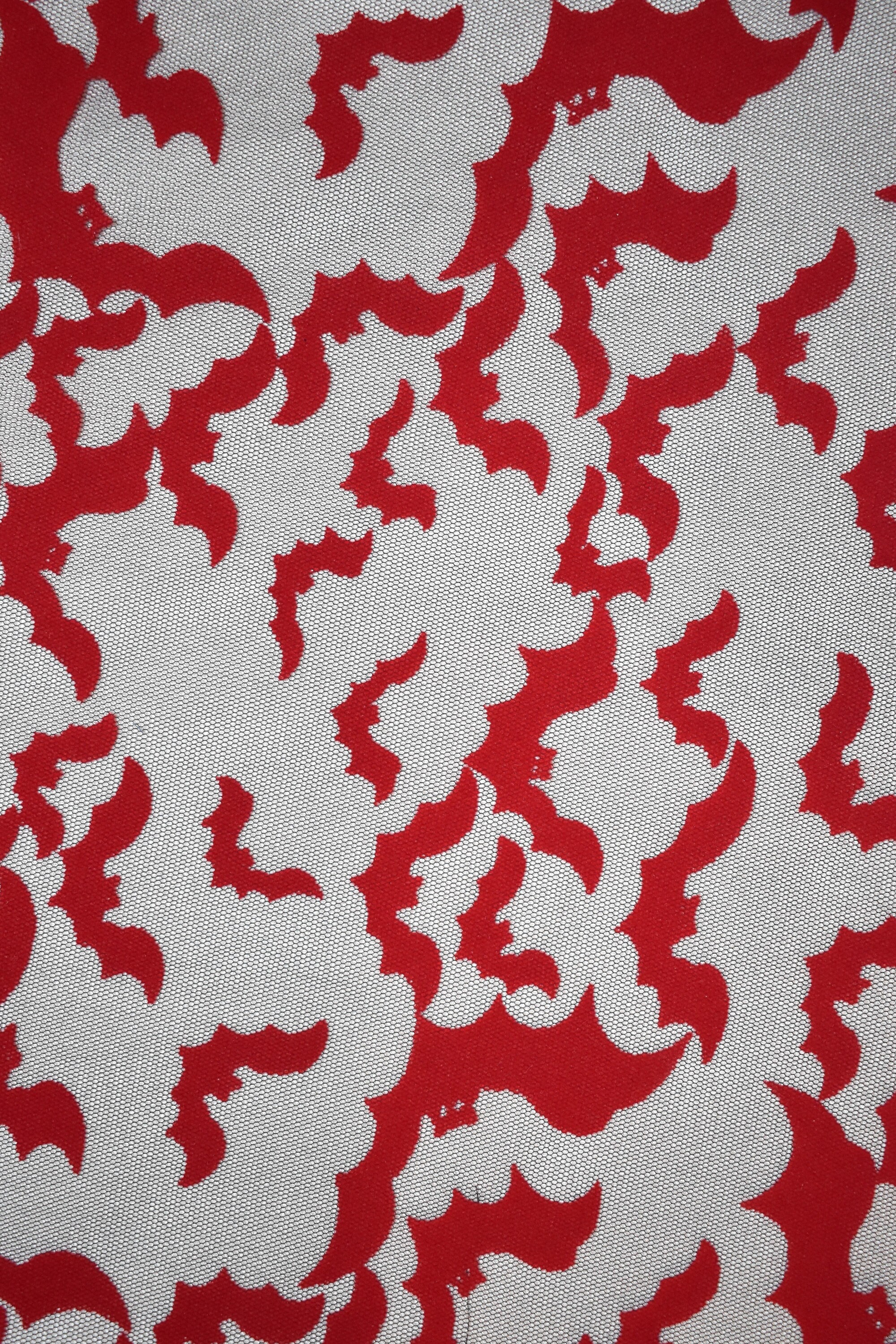 Mystical Goth Blood Red Flocked Wicked Bat on Black Mesh for | Etsy