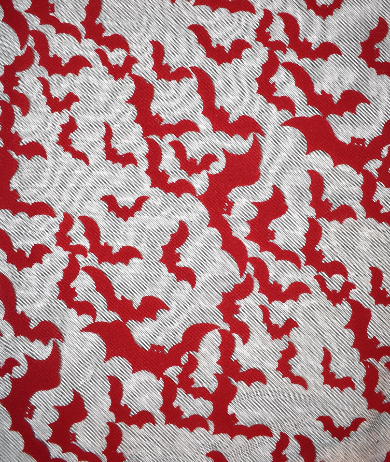 Mystical Goth Blood Red Flocked Wicked Bat on Black Mesh for | Etsy