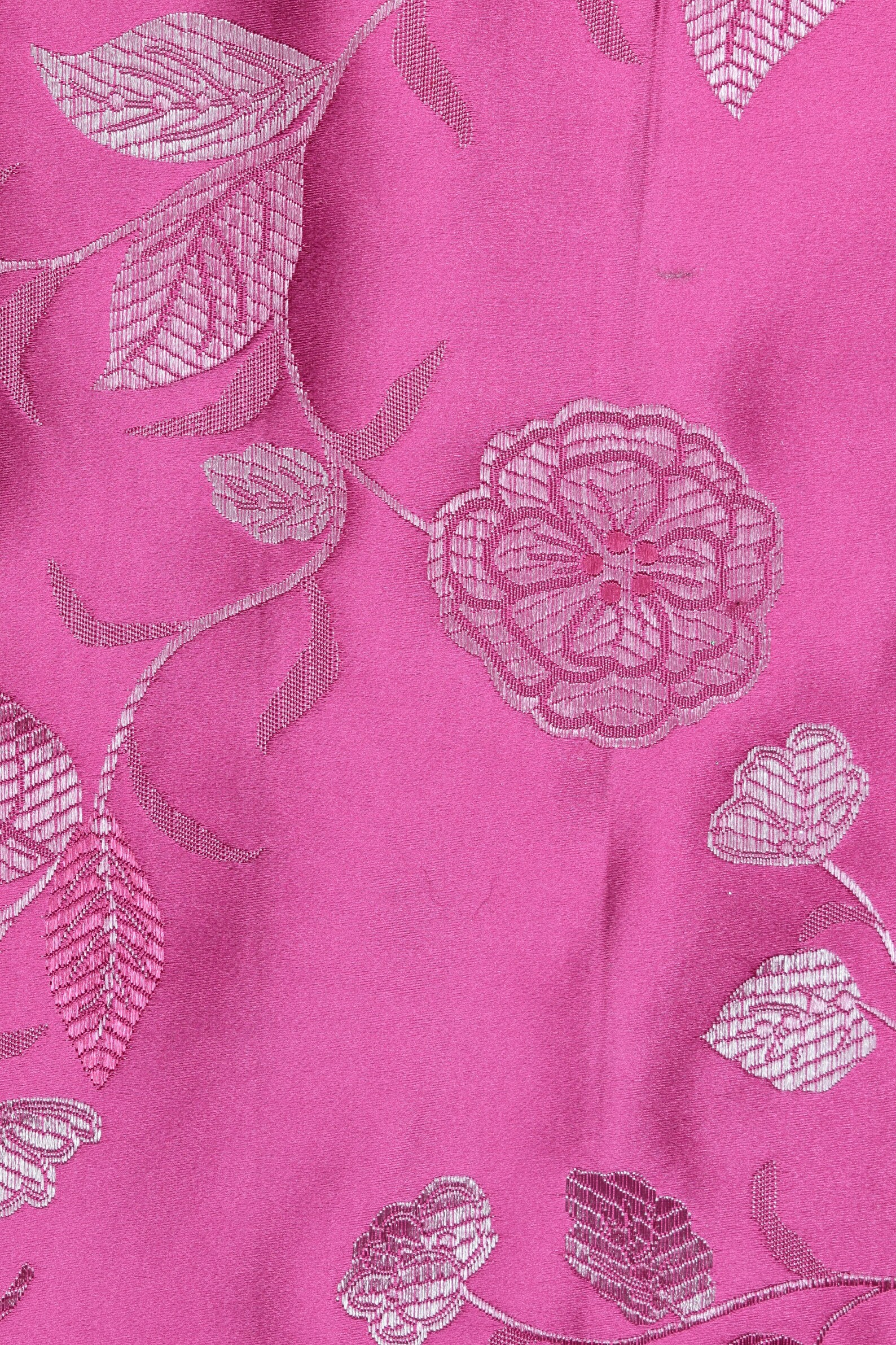 Fuchsia With Silver Metallic Pink Poppies and Vines Brocade - Etsy