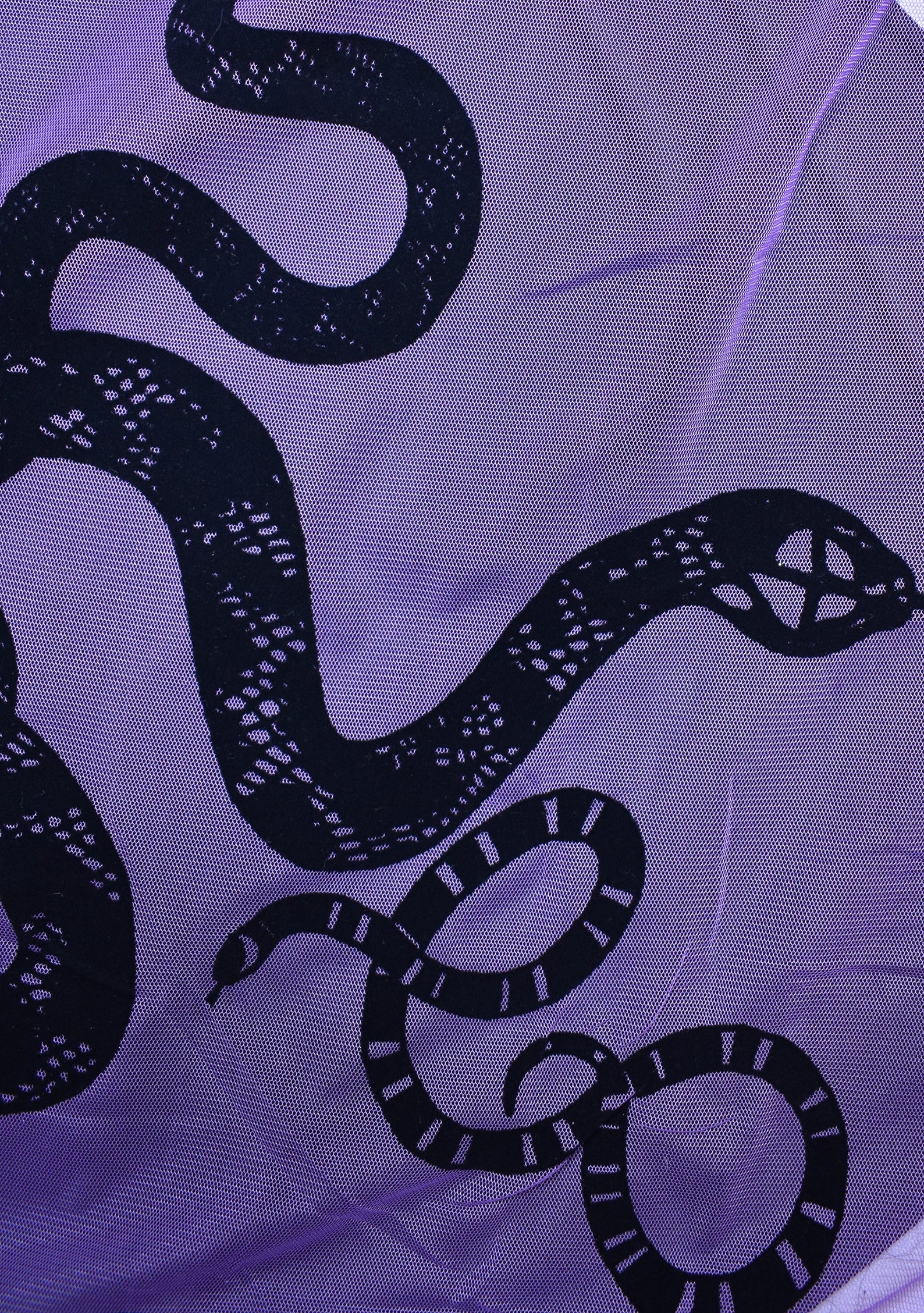 Mystical Goth Snake Black Flocked Wicked on Purple Mesh - Etsy