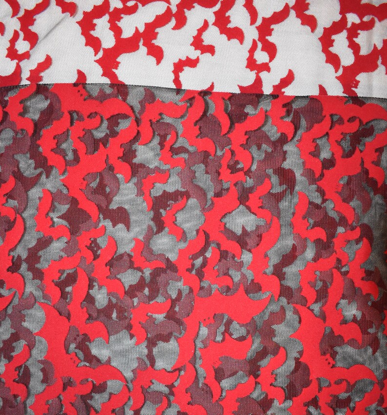 Mystical Goth Blood Red Flocked Wicked Bat on Black Mesh for - Etsy