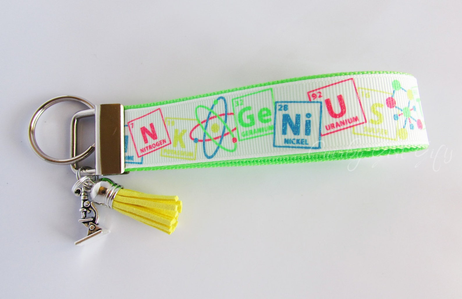 Nerdy Science Think Genius Key Fob Geek Keychain Periodic | Etsy