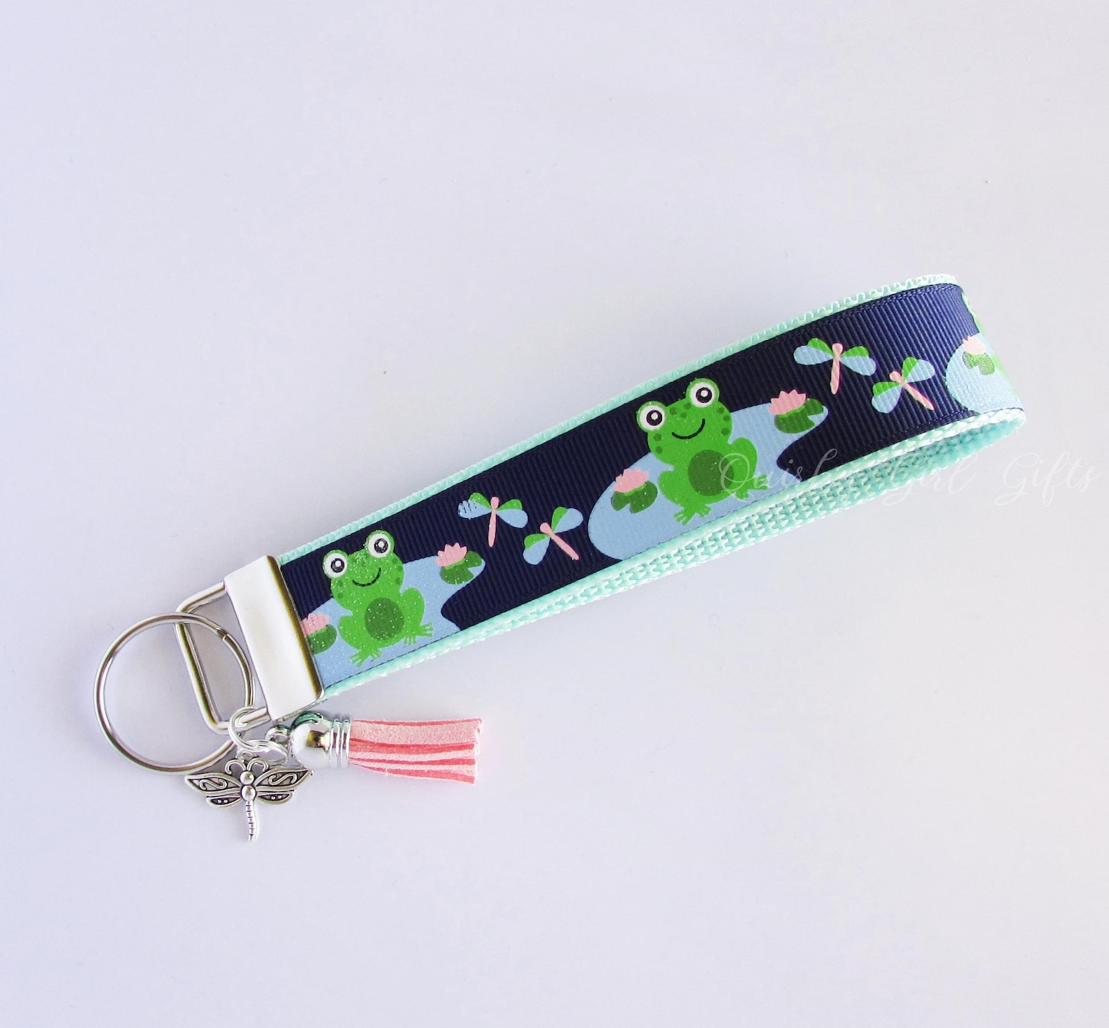 Frog Key Fob Frog Keychain Frog And Dragonfly Key Fob | Etsy