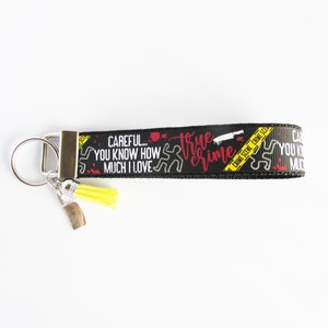 I Love True Crime Key Fob - True Crime Keychain - Crime Scene Tape Key ...