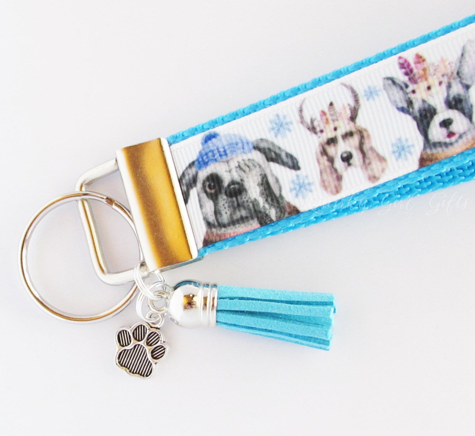 Dog Key Fob - Dog Keychain - Dogs Wearing Hats - Dogs With Crowns - Pet ...