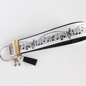 Music Themed Key Fob - Music Note Keychain - Black and White Music ...