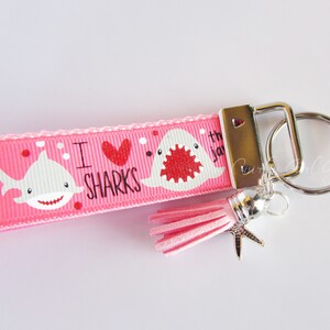 Shark Key Fob - I Love Sharks Key Fob - Shark Keychain - Fish Key Fob ...