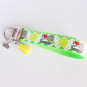 Tennis Key Fob - I Love Tennis Key Fob - Tennis Wristlet - Sports Key ...