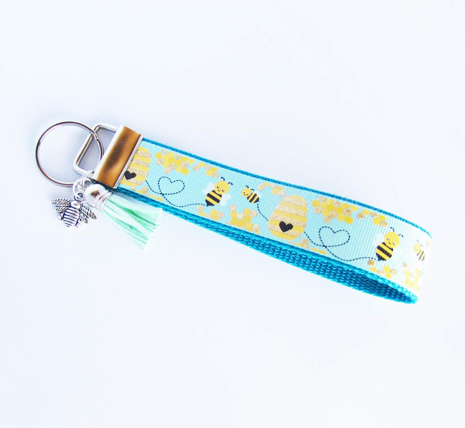 Bumblebee Key Fob - Bumblebee Keychain - Beehive Key Fob - Honeycomb ...