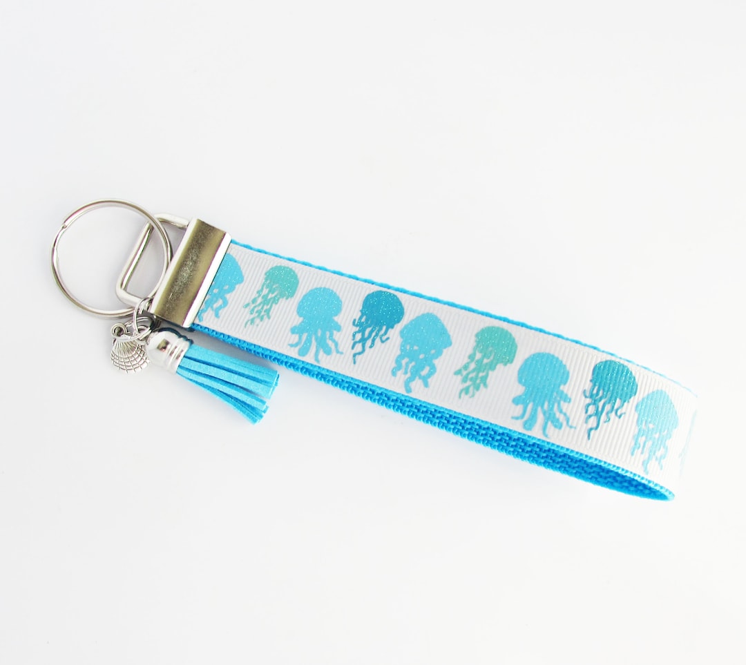 Glittered Jellyfish Key Fob - Jellyfish Wristlet Under 10 - Jellyfish ...