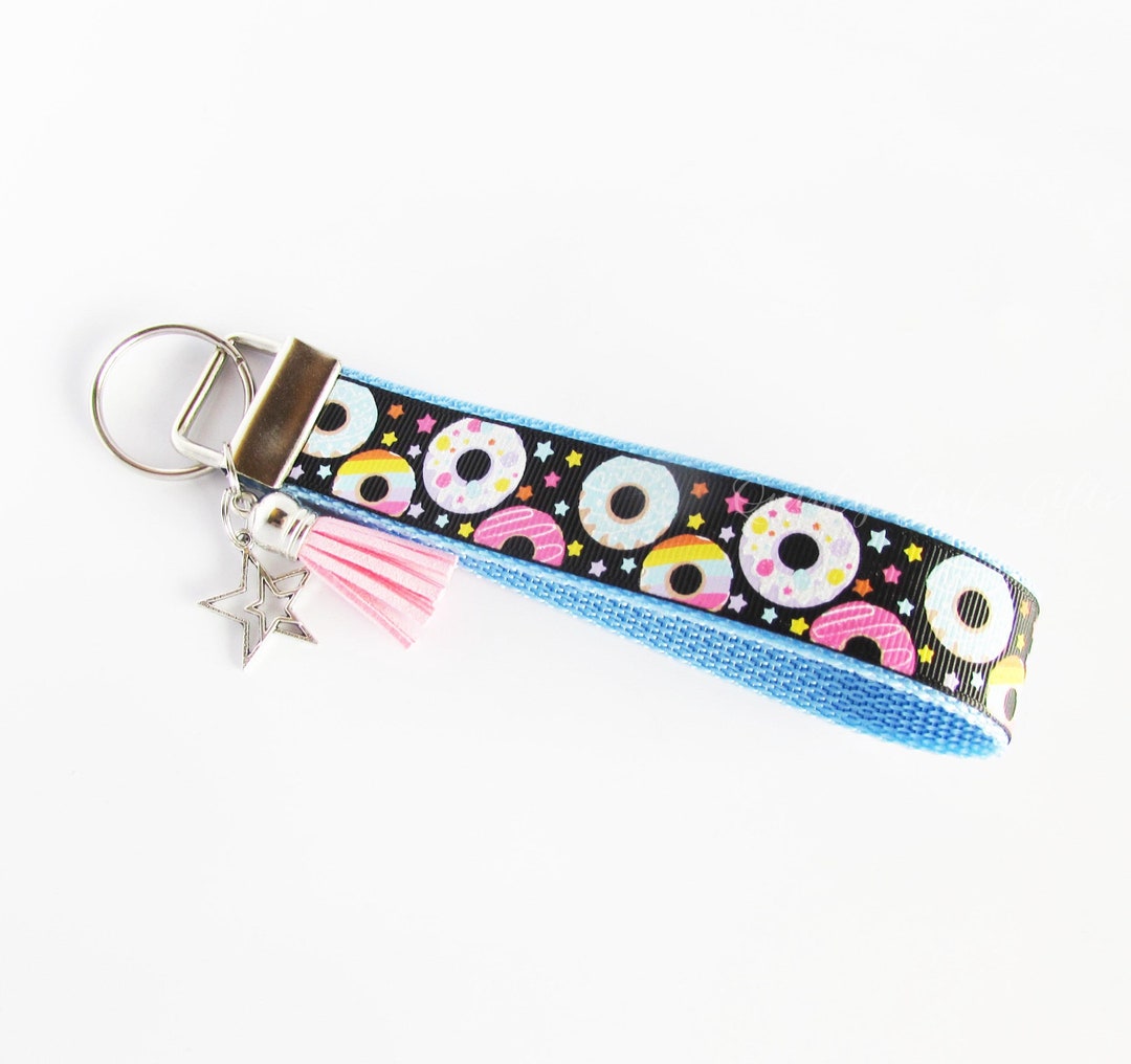 Glittered Donut Key Fob - Doughnut Key Fob Wristlet - Doughnut Keychain ...
