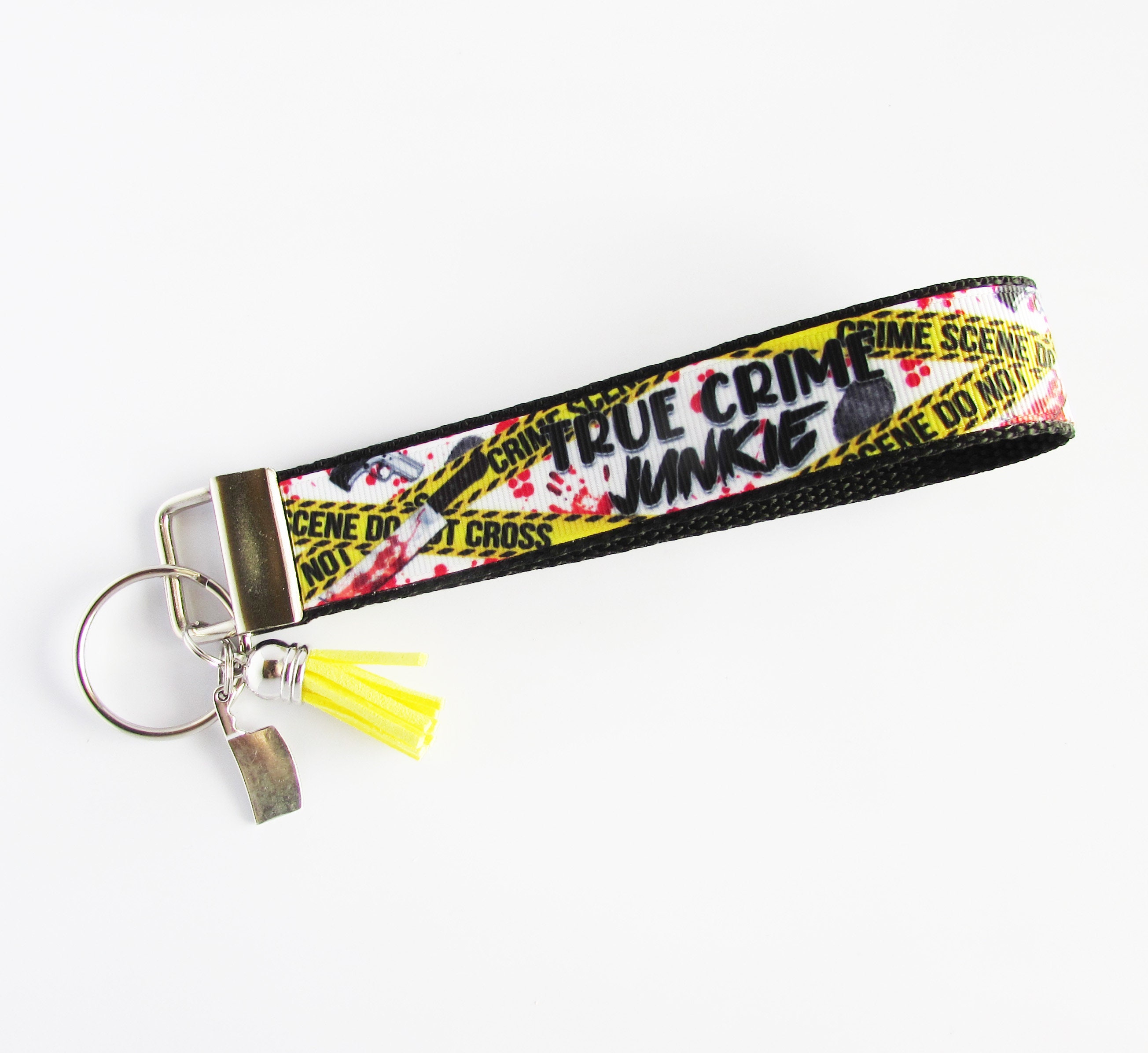 True Crime Junkie Key Fob - True Crime Keychain - Crime Scene Key Fob ...