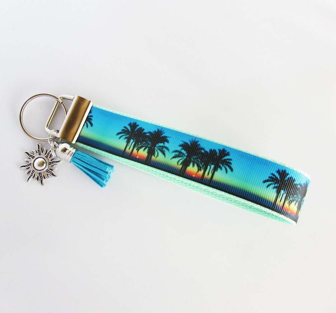 Sunrise Sunset Palm Key Fob - Palm Tree Keychain - Beach Lover Key Fob ...