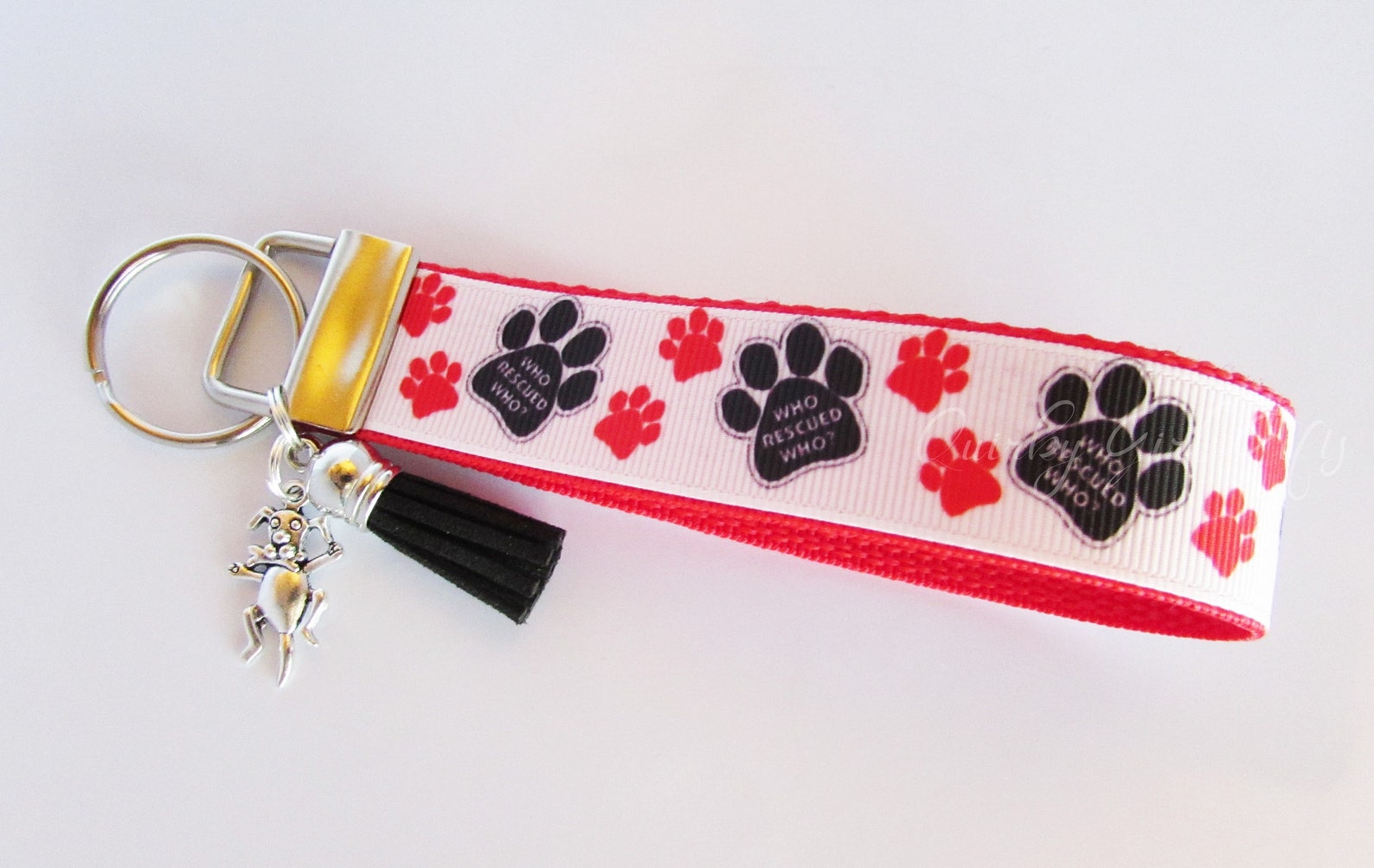 Paw Print Key Fob Dog Key Fob Who Rescued Who Key Fob - Etsy