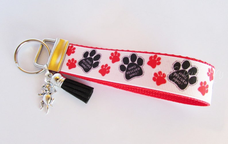 Paw Print Key Fob - Dog Key Fob - Who Rescued Who Key Fob - Paw Print ...