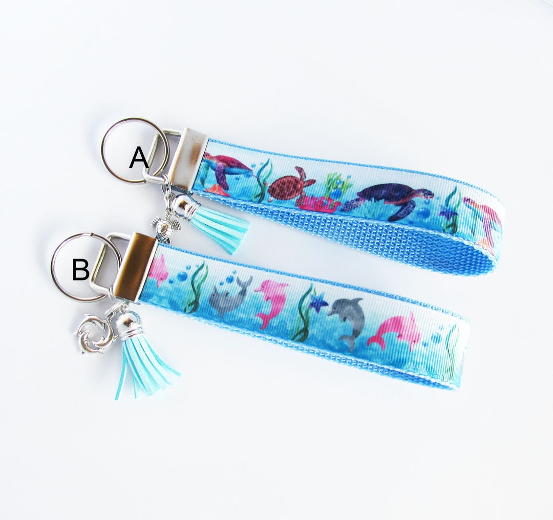 Sea Life Key Fob - Sea Life Keychain - Sea Turtle Key Fob - Dolphin Key ...