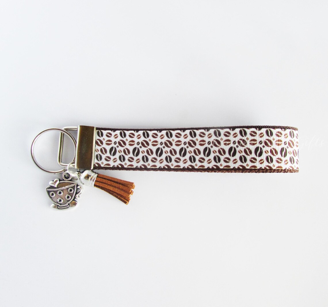 Coffee Key Fob Coffee Keychain Coffee Bean Key Fob | Etsy