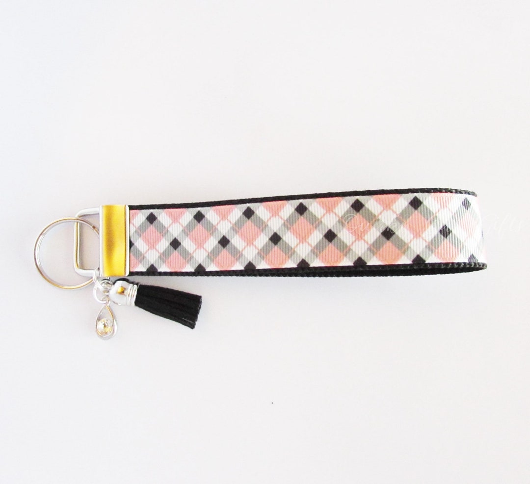 Plaid Key Fob - Plaid Keychain - Plaid Wristlet Key Fob - Trendy Key ...
