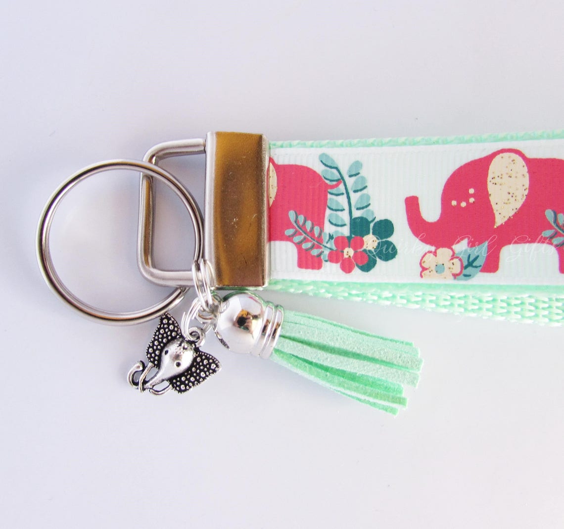Elephant Key Fob Pink Elephant Keychain Elephant and | Etsy