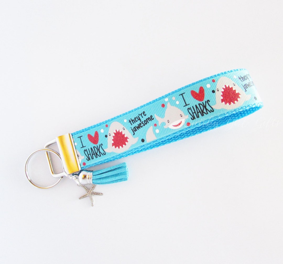 Shark Key Fob - Shark Wristlet - Shark Keychain - Sea Life Key Fob ...