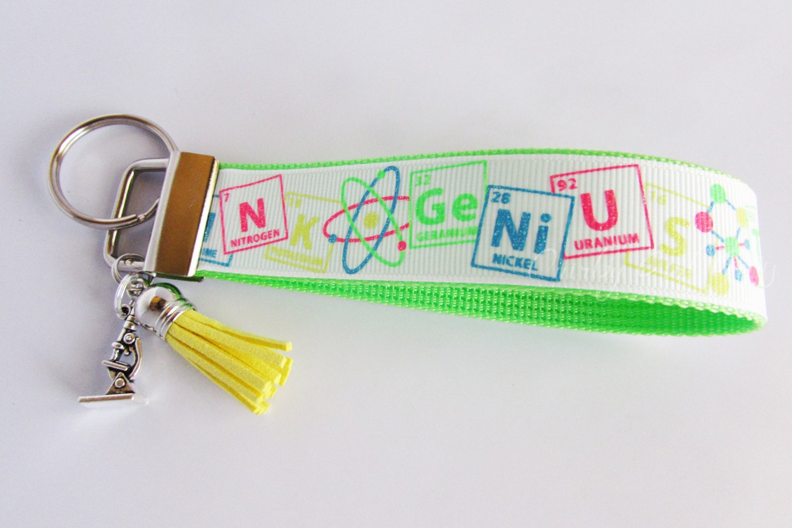 Nerdy Science Think Genius Key Fob Geek Keychain Periodic - Etsy