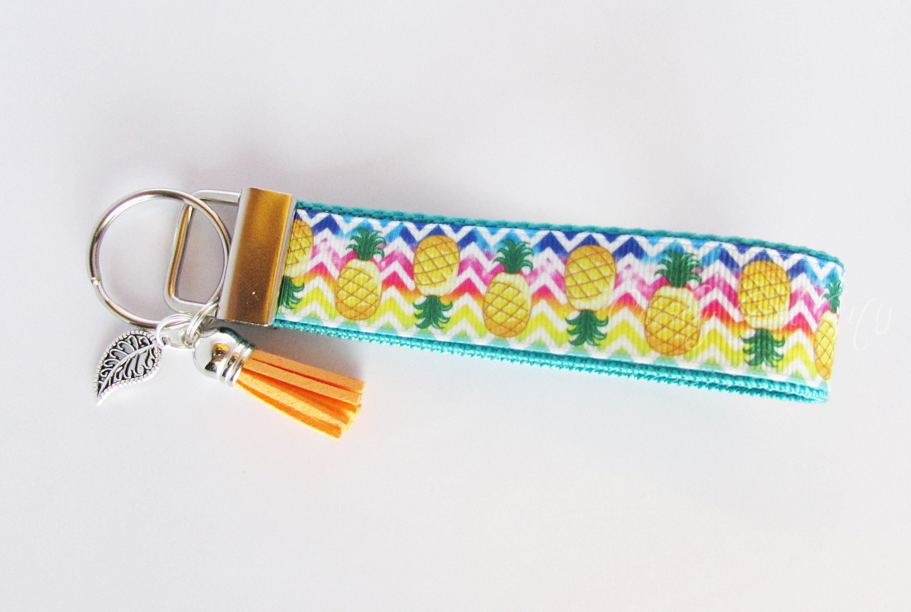Rainbow Chevron Pineapple Key Fob Pineapple Wristlet Key Fob | Etsy