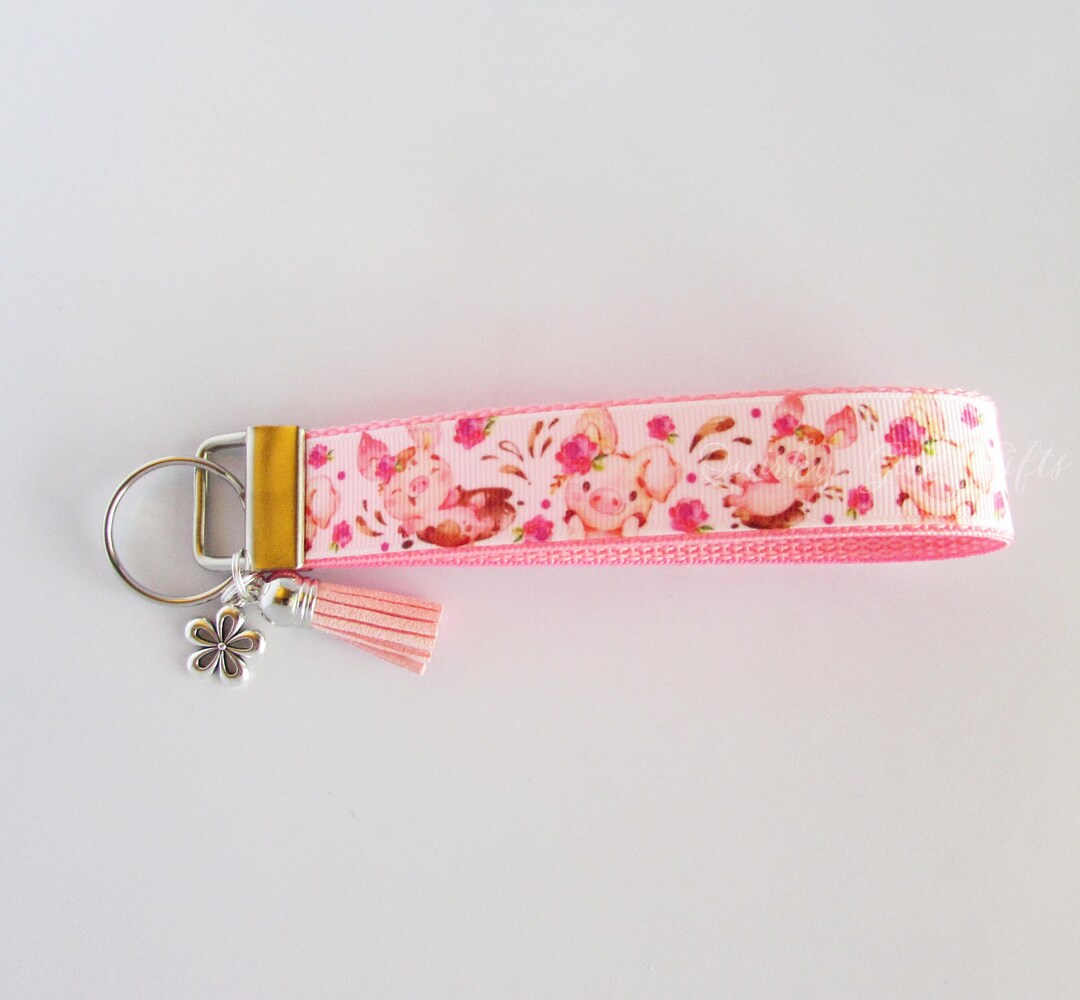 Pig Key Fob - Pig Keychain - Pig Wristlet - Pig Gifts - Pig Collector ...