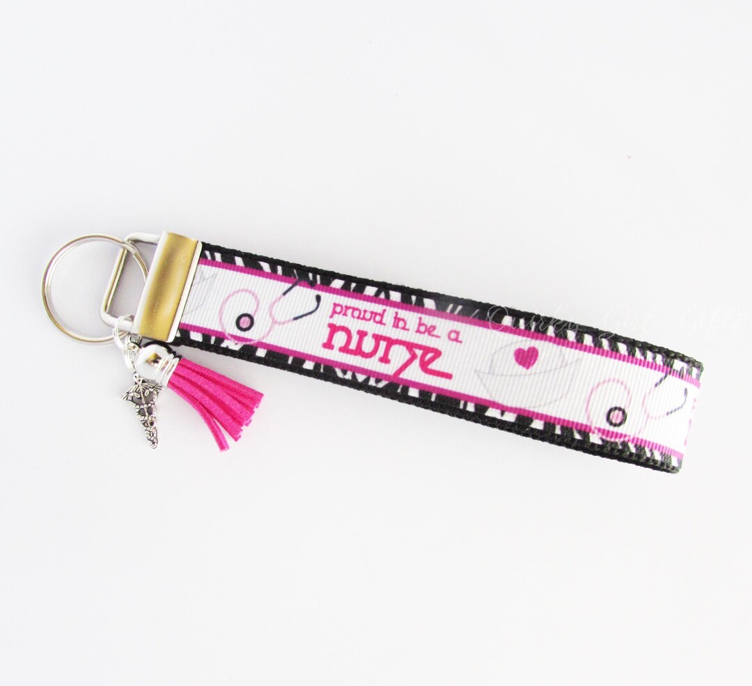 Nurse Key Fob - Proud to Be a Nurse Key Chain - Nurse Gift - Caduceus ...