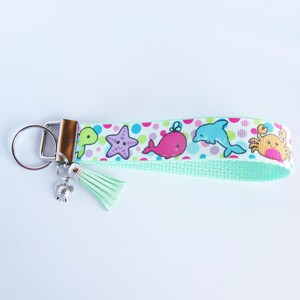 Sea Life Key Fob - Sea Life Keychain Wristlet - Sea Turtle Key Fob ...